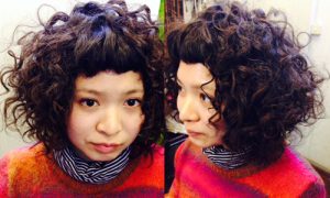 15mm+13mm毛先を外したスパイラルパーマ バングもインパクトあり | PAMELAS